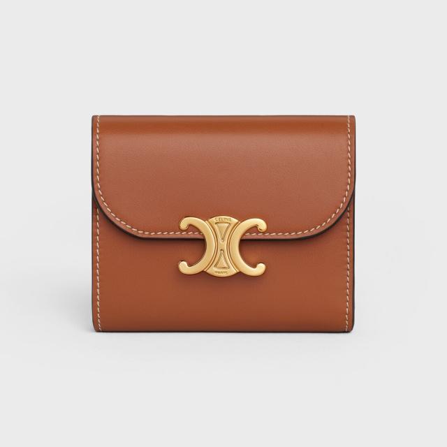 セリーヌ CELINE スモール フラップウォレット トリオンフ 10D783BZG.04LU シャイニーカーフスキン タン