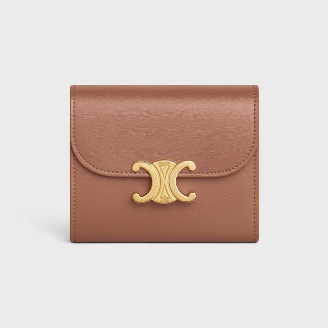 セリーヌ CELINE スモール フラップウォレット トリオンフ 10D783DPV.18BU シャイニーカーフスキン ブロンズ