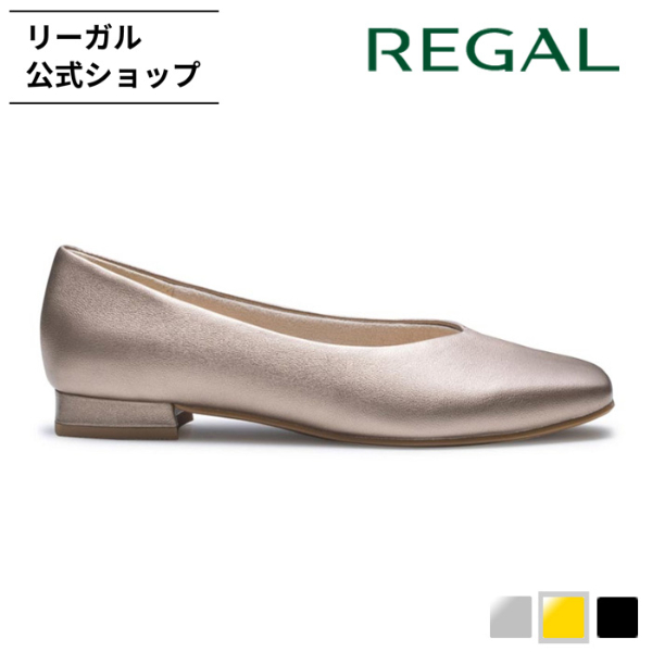 リーガル 公式 REGAL F69Q スクエアカッターシューズ ゴールド フラットシューズ レディース |