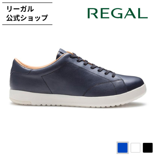 リーガル 公式 REGAL 57BL レースアップレザースニーカー ネイビー スニーカー メンズ | レザースニーカー 軽い カジュアルシューズ 軽量 紺 コートスニーカー  ローカット カジュアル 定番 クッション性