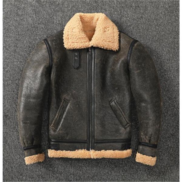 ムートンジャケット　ボアジャケット　ムートコート　B3 フライトジャケット 革ジャン　Ｂ-3　本革フライトジャケット　本革 羊革　本皮 メンズ 　防寒
