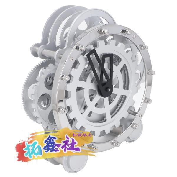 ヴィンテージ工業用ダブルフットスタンドギア回転時計ステンレス鋼時計ホームオフィス装飾落ち着いた置時計