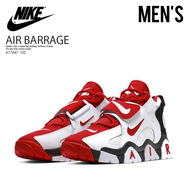 NIKE(ナイキ) AIR BARRAGE MID (エア バラージ ミッド) WHITE/UNIVERSITY RED-BLACK (ホワイト/レッド) AT7847 102