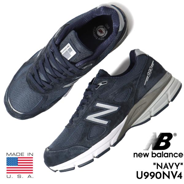 NEW BALANCE ニューバランス 990 スニーカー made in USA U990NV4 NAVY ( 紺 ネイビー グレー 灰色 白 990 992 993 996 メンズ レディース )