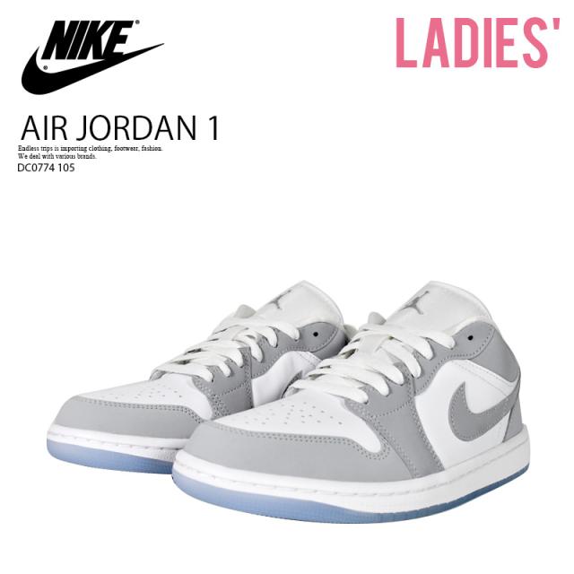 NIKE (ナイキ) WMNS AIR JORDAN 1 LOW ローカット スニーカー WHITE/WOLF GREY-ALUMINUM (ホワイト/グレー) DC0774 105