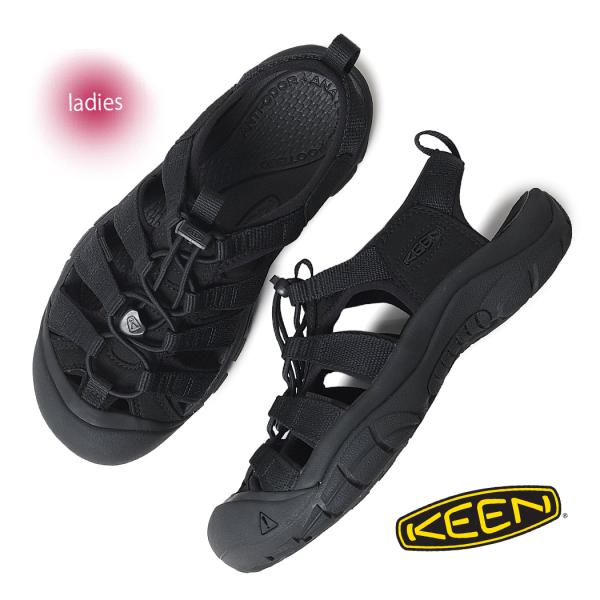 KEEN キーン ウィメンズ ニューポート レトロ シューズ サンダル スニーカー W NEWPORT H2 TRIPLE BLACK ( 黒 ブラック レディース SANDAL 1025028 )