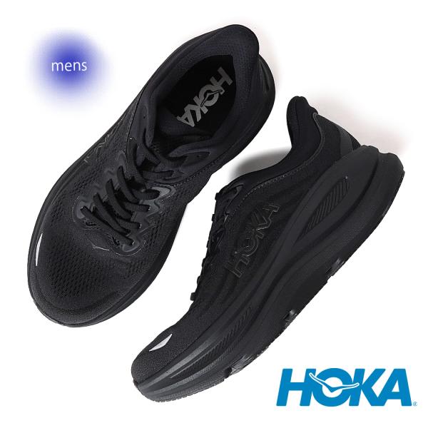 HOKA ONE ONE ホカ オネオネ ボンダイ 9 ワイド ランニング スニーカー BONDI 9 WIDE BLACK ( ブラック 黒 メンズ 1162013-BBLC )