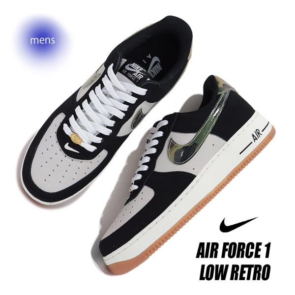 NIKE ナイキ エアフォース 1 ロー スニーカー AIR FORCE 1 LOW RETRO PATENT CAMO SWOOSH ( カモ 迷彩 AF1 メンズ HQ1967-100 )