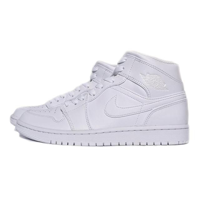NIKE AIR JORDAN 1 MID TRIPLE WHITE ナイキ エア ジョーダン 1 ミッド スニーカー ( 白 ホワイト 554724-109 )