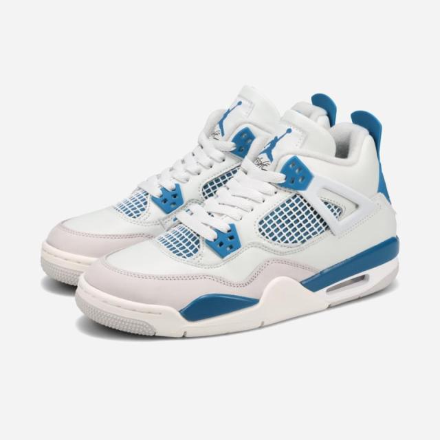 NIKE AIR JORDAN 4 RETRO GS 【MILITARY BLUE】 ナイキ エア ジョーダン 4 レトロ GS レディース OFF WHITE/MILITARY BLUE/NEUTRAL GREY ホワイト HF4281-141