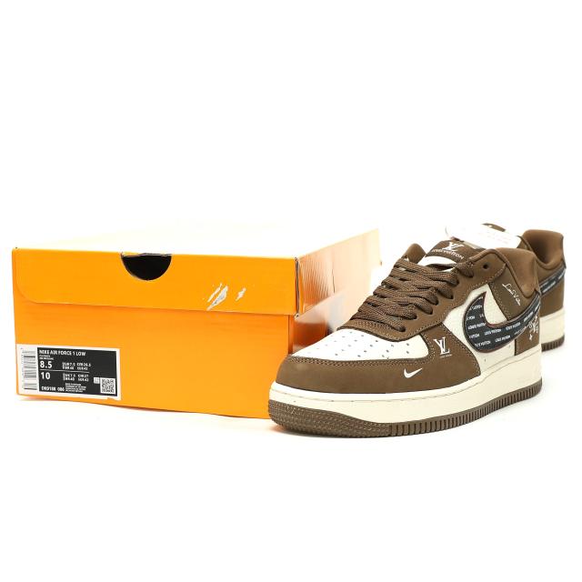 ？【ルイヴィトン × ナイキ】エアフォース1 ダークブラウン/ホワイト LVモノグラム DK1888-086 限定コラボ 新品 箱付き