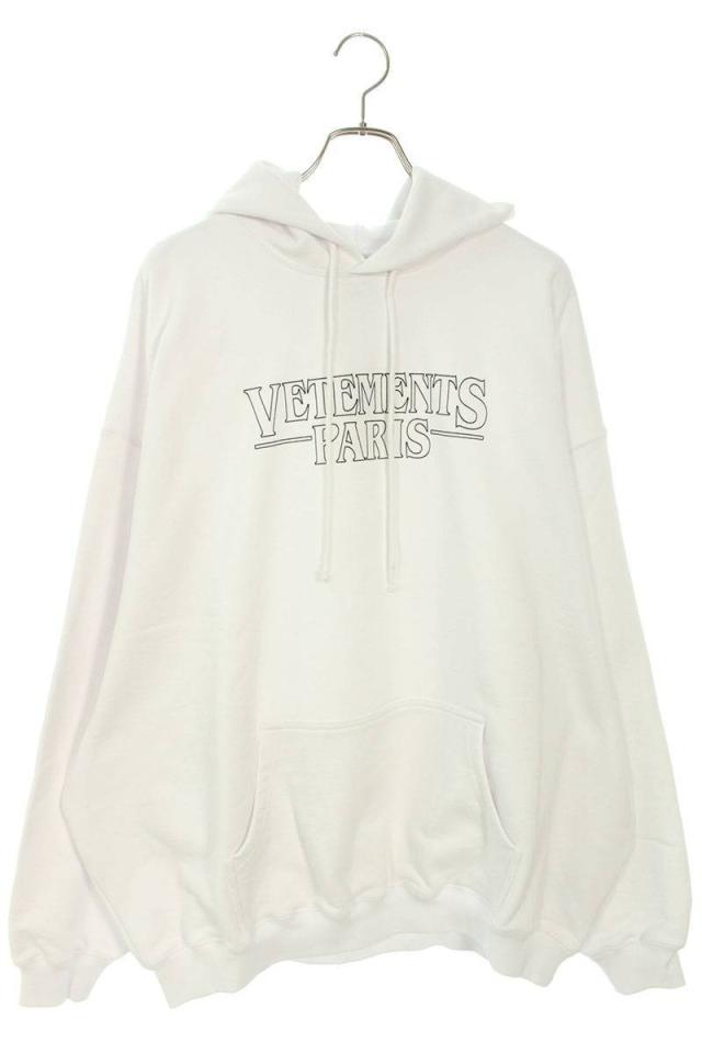 ヴェトモン サイズ:S  23AW  UE54HD500W WHITE PARISロゴプリントパーカー 中古 SB01