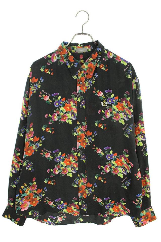 ディオール 長袖シャツ 19SS サイズ:41 BEE刺繍総柄シルク長袖シャツ 中古 BS55