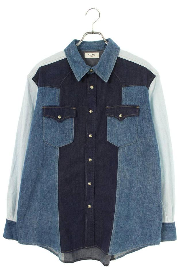 セリーヌバイエディスリマン サイズ:M  23AW  2T353521T パッチワークデニムウエスタン長袖シャツ 中古 BS55