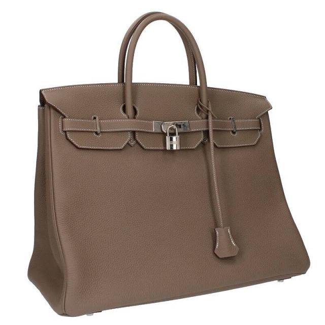 エルメス サイズ:40  バーキン40 D刻印 SV金具エトゥープハンドバッグ 中古 GZ14
