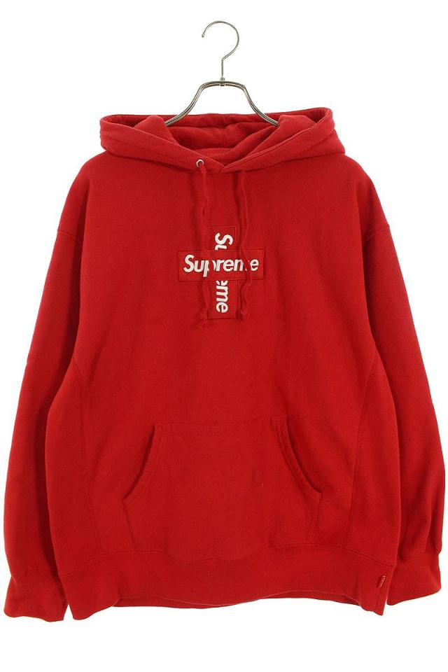 シュプリーム サイズ:L  20AW  Cross Box Logo Hooded Sweatshirt クロスボックスロゴフーデッドスウェットシャツパーカー 中古 OM10