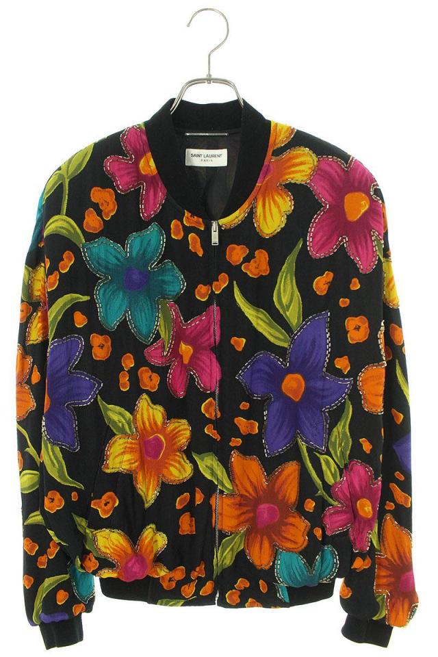 サンローランパリ サイズ:46  684941 Y2E89 テディフローラルクレープブルゾン 中古 SS13