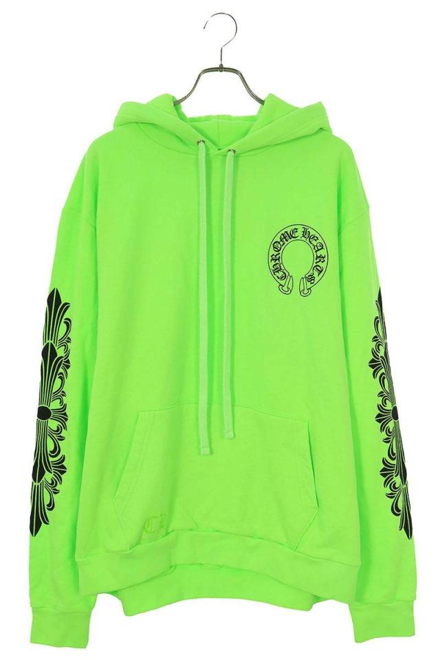 クロムハーツ サイズ:L  SWTSHRT PLVR マイアミ限定バックホースシュープリントプルオーバーパーカー 中古 SJ02