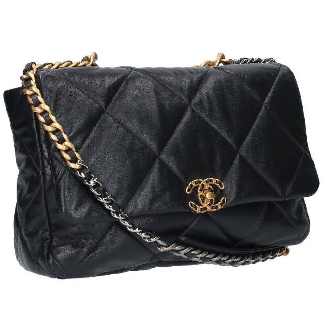 シャネル ショルダーバッグ CHANEL19 マキシフラップシャイニーラムスキン2WAYショルダーバッグ 中古 SB01