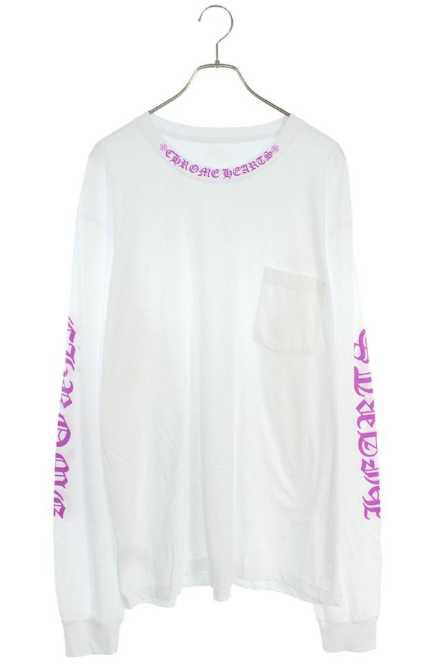 クロムハーツ サイズ:XXL  CH L S  1 ネックロゴプリント長袖カットソー 中古 SJ02