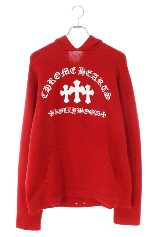 クロムハーツ サイズ:M  SAILIN ON HD PLVR CHSMR クロスパッチ刺繍カシミアプルオーバーパーカー 中古 GZ11