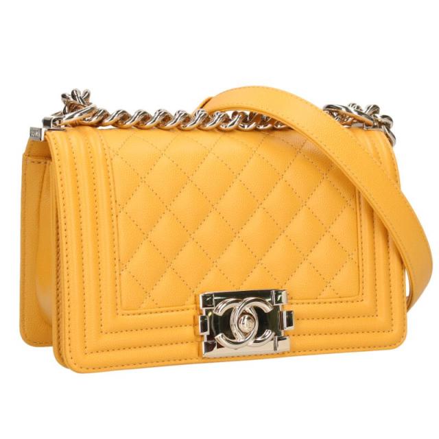 シャネル   ボーイシャネル キャビアスキンチェーンレザーショルダーバッグ 中古 SB01