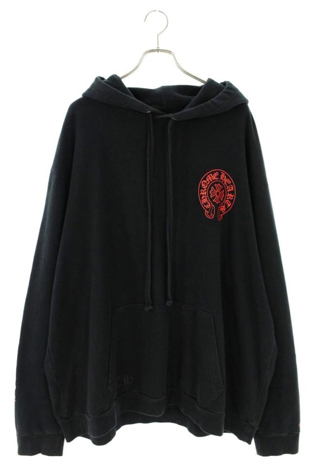 クロムハーツ サイズ:XXL  WWW.CHROMEHEARTS.COM HOODIE オンライン限定ホースシューバックプリントプルオーバーパーカー 中古 FK04