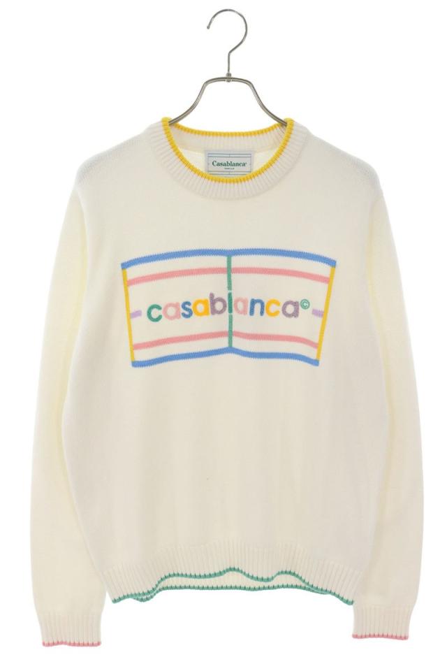 カサブランカ サイズ:M  MPF24KW704 01 ロゴ刺繍リブ切り替えコットンニット 新古品 SB01