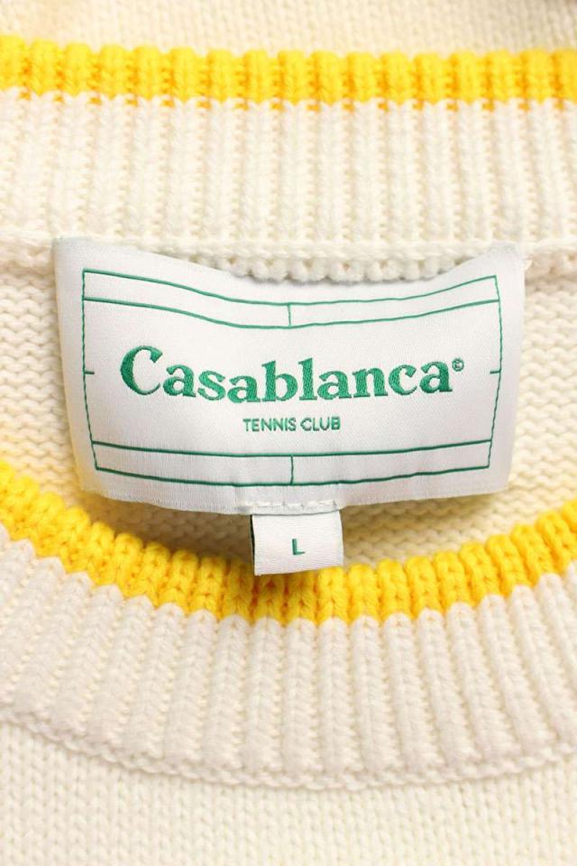 カサブランカ サイズ:L  MPF24KW704 01 ロゴ刺繍リブ切り替えコットンニット 新古品 SS13 カサブランカ サイズ:L MPF24KW704 01 ロゴ刺繍リブ切り替えコットン