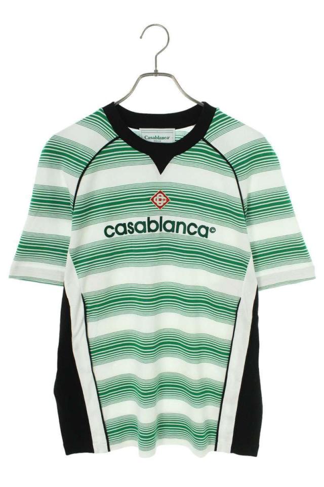 カサブランカ サイズ:L  24SS  MS24JTP239 ロゴ刺繍ボーダーTシャツ 新古品 BS55