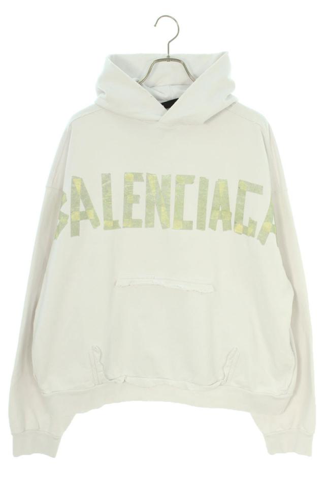 バレンシアガ サイズ:S  744441 TOVB1 TAPE Typeクラッシュ加工パーカー 新古品 SB01