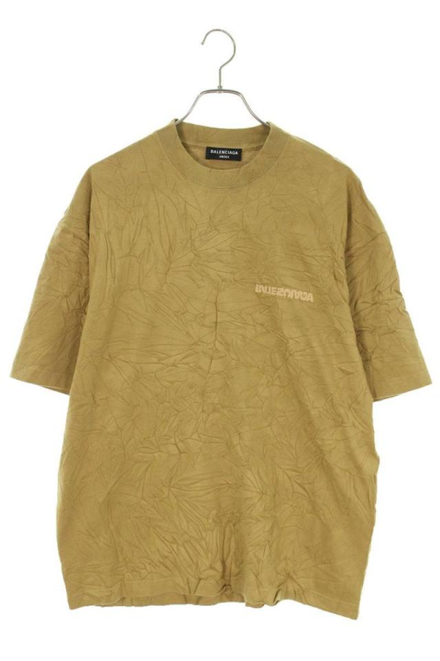 バレンシアガ サイズ:XS  612966 TLVB3 シワ加工ターニングロゴ刺繍Tシャツ 中古 OM10