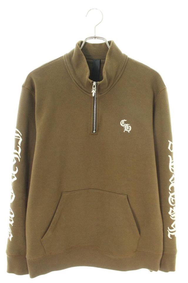 クロムハーツ サイズ:M  Y NOT SLO RIDE 1 2 ZIP ロゴ刺繍ハーフジップスウェット 中古 SJ02