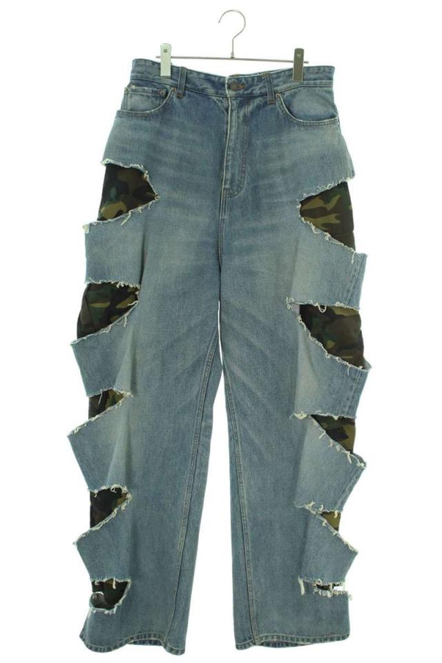 バレンシアガ サイズ:S  21AW  662763 TDW14 カモフラレイヤードクラッシュデニムパンツ 中古 SS13