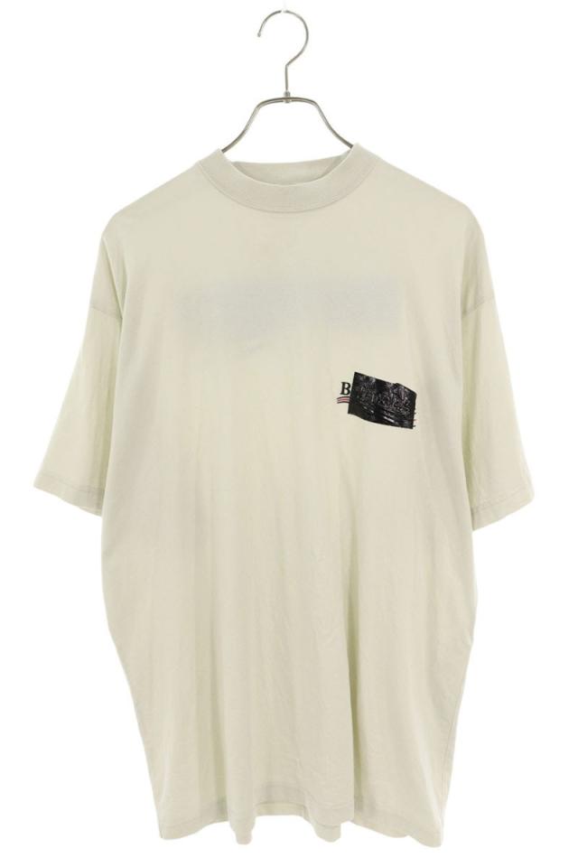 バレンシアガ サイズ:1  712398 TNVG1 ロゴ刺繍テープ加工Tシャツ 中古 OM10