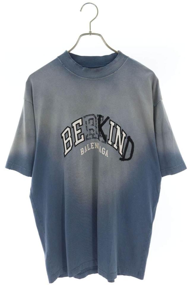 バレンシアガ サイズ:XS 23AW 764235 TPVD5 BE KINDプリントダメージ加工Tシャツ 中古 BS55