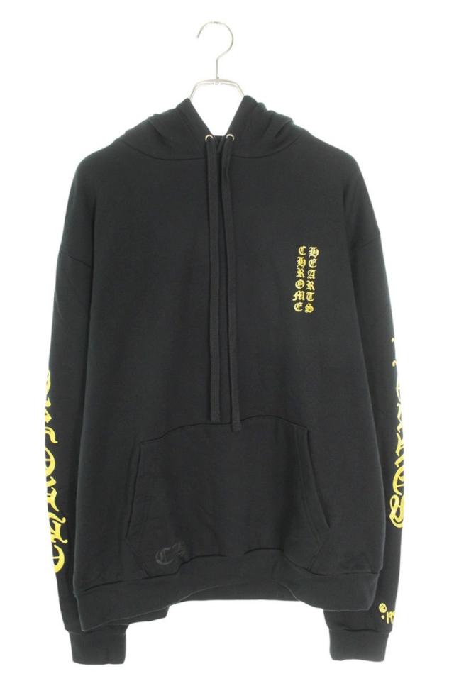 クロムハーツ サイズ:L  SWTSHRT PLVR オンライン限定ヴァーティカルロゴグリッタープリントパーカー 中古 SJ02