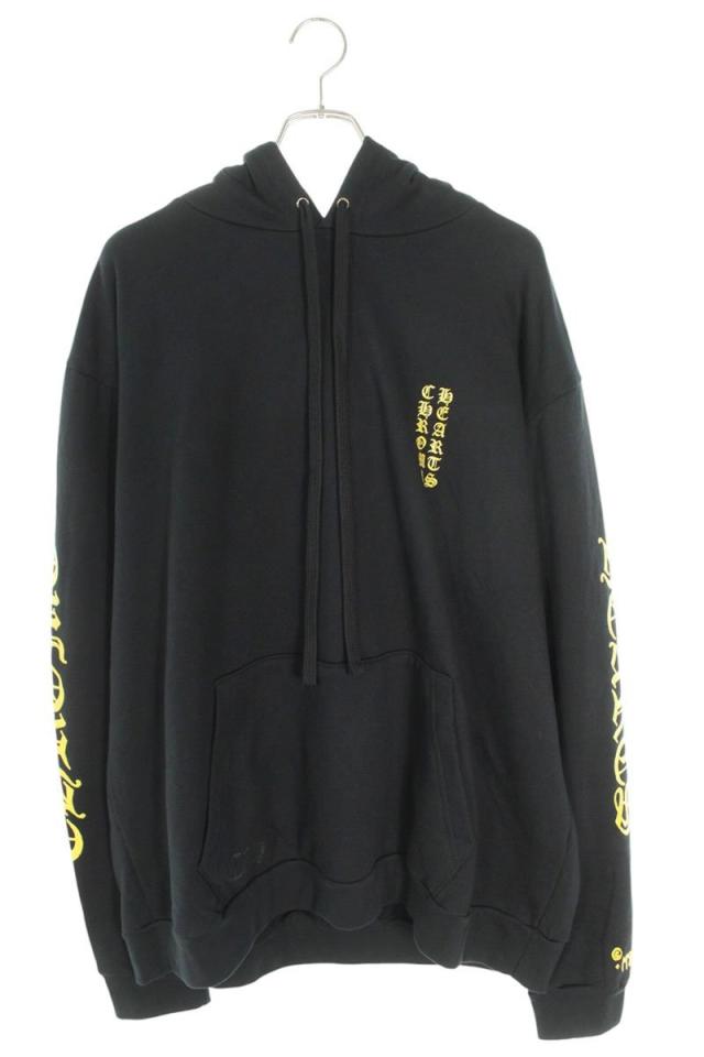 クロムハーツ サイズ:XL  SWTSHRT PLVR オンライン限定ヴァーティカルロゴグリッタープリントパーカー 中古 SJ02