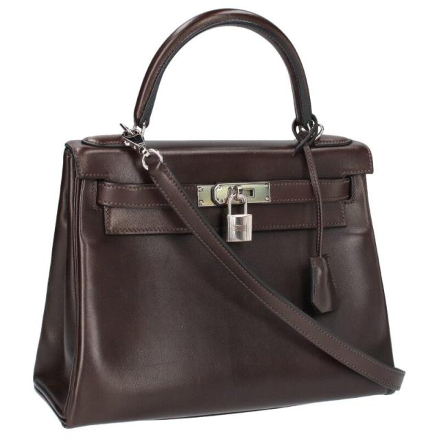 エルメス サイズ:28  ケリー28 C刻印 SV金具ボックスカーフ内縫いハンドバッグ 中古 GZ11