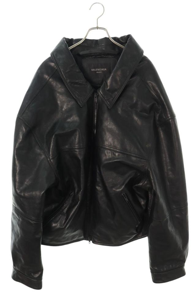 バレンシアガ サイズ:M  790239 TQS08 オフショルダーレザージャケット 中古 SS13