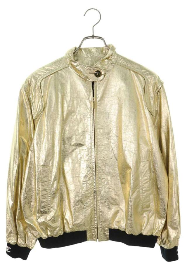 シャネル サイズ:40  P74075C65707 袖リブココマークデザインレザージャケット 中古 GZ11