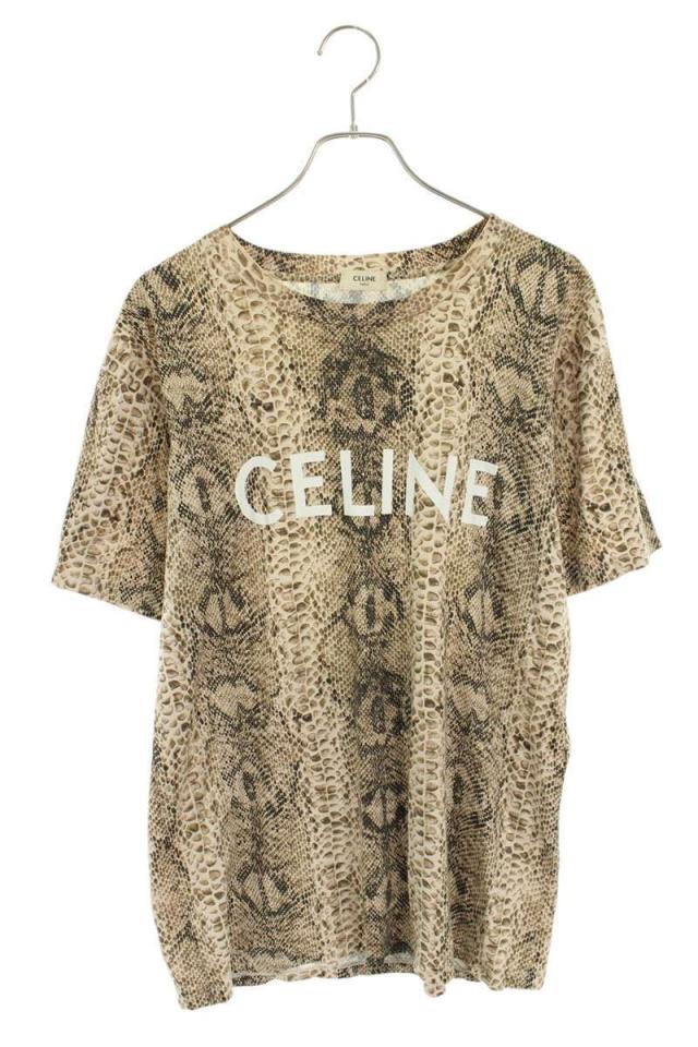 セリーヌバイエディスリマン サイズ:XS  22SS  2X681307H サーペントパイソンロゴプリント ルーズTシャツ 中古 OM10