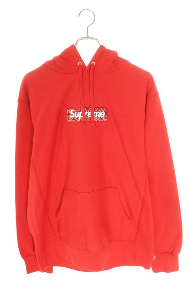 シュプリーム サイズ:L  19AW  Bandana Box Logo Hooded Sweatshirt バンダナボックスロゴプルオーバーパーカー 中古 OM10