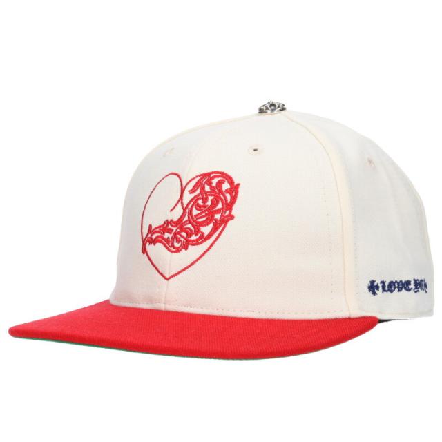 クロムハーツ サイズ:7 3/8  CH HAT ハートロゴ刺繍ベースボールキャップ帽子 中古 SJ02