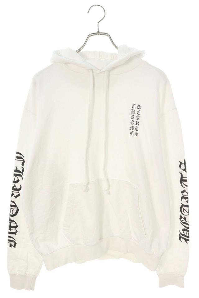 クロムハーツ サイズ:M  SWTSHRT PLVR 袖ロゴプリントプルオーバーパーカー 中古 SJ02