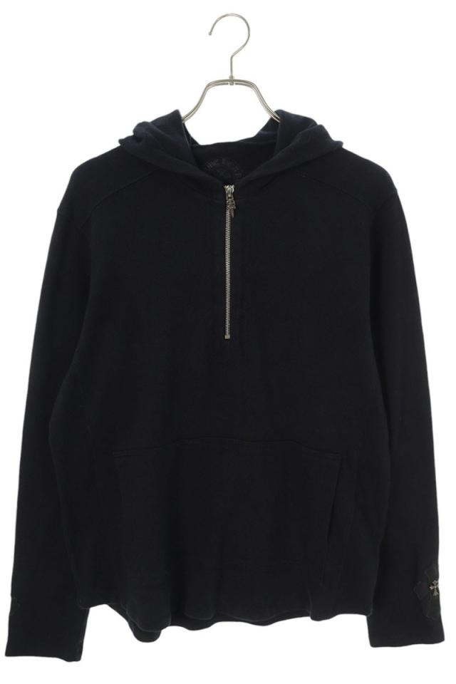 クロムハーツ サイズ:M SWTSHRT HD ZIP 袖クロスパッチ付ハーフジップパーカー 中古 SS07