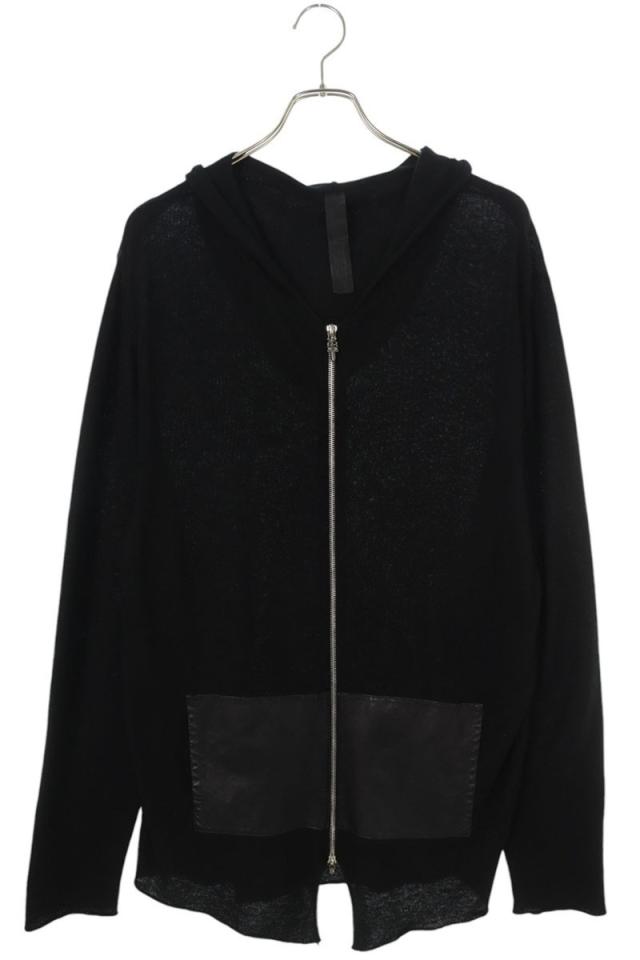 クロムハーツ サイズ:L レザー切替カシミアニットジップパーカー 中古 SJ02