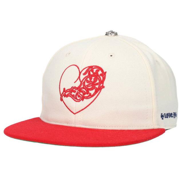 クロムハーツ サイズ:7 3/8  CH HAT ハートロゴ刺繍ベースボールキャップ帽子 中古 SJ02