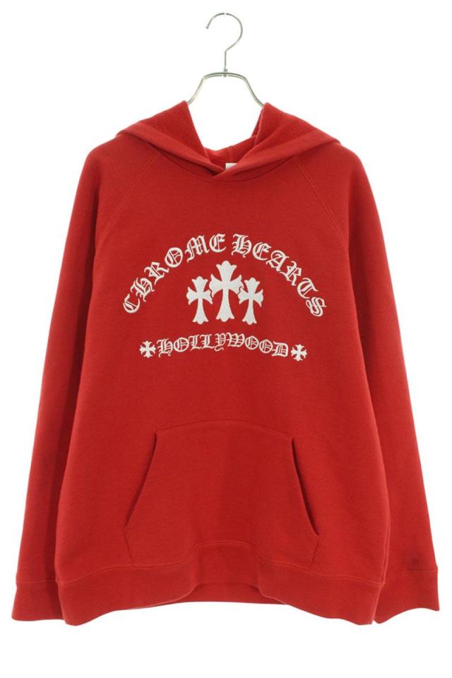 クロムハーツ サイズ:XL  SAILIN ON HD PLVR セメタリークロス刺繍プルオーバーパーカー 中古 SJ02