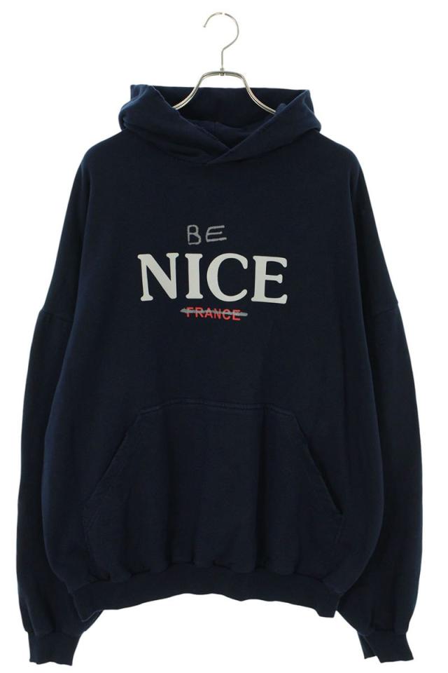 バレンシアガ サイズ:3  761458 TPVE5 BE NICEプリントダメージ加工パーカー 中古 FK04